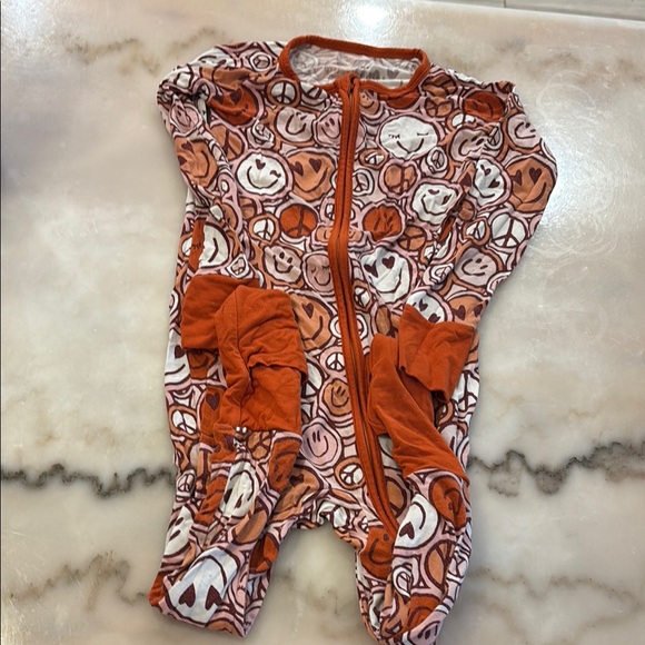 Little Sleepies | Pajamas | Smiley Face Kids One Piece Orange And White ...